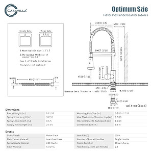 Casavilla Black Kitchen Faucet, Kitchen Faucet with Soap Dispenser, Faucet for Kitchen Sink, Single Handle Stainless Steel Kitchen Sink Faucets with Pull Down Sprayer, Camper Farmhouse RV Sink Faucet