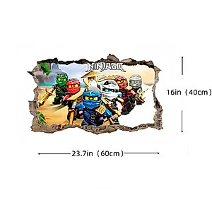 Ninjago Smashed Wall Sticker Decal Home Decor Art Mural, Ninjago Wall Decal for Home Nursery Decoration