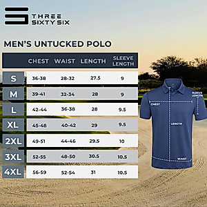 Men’s Untucked Golf Polo Shirts - The Perfect Length, Quick Dry, 4-Way Stretch Fabric. Moisture Wicking, UPF 50+ Protection