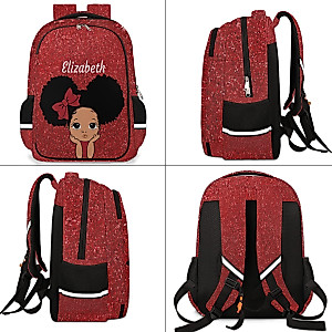 RIRIX Personalized Kids Backpack Custom Backpack Schoolbag Children Bookbag for Boys & Girls Red Glitter Princess