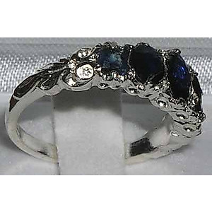 LetsBuyGold 14k White Gold Natural Sapphire Womens Anniversary Ring - Size 4.25