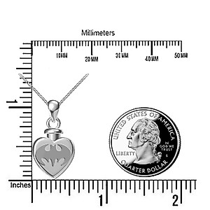 BEILIN 925 Sterling Silver Heart Cremation Jewelry Keepsake Urn Necklace for ashes : Forever in My Heart (bat)