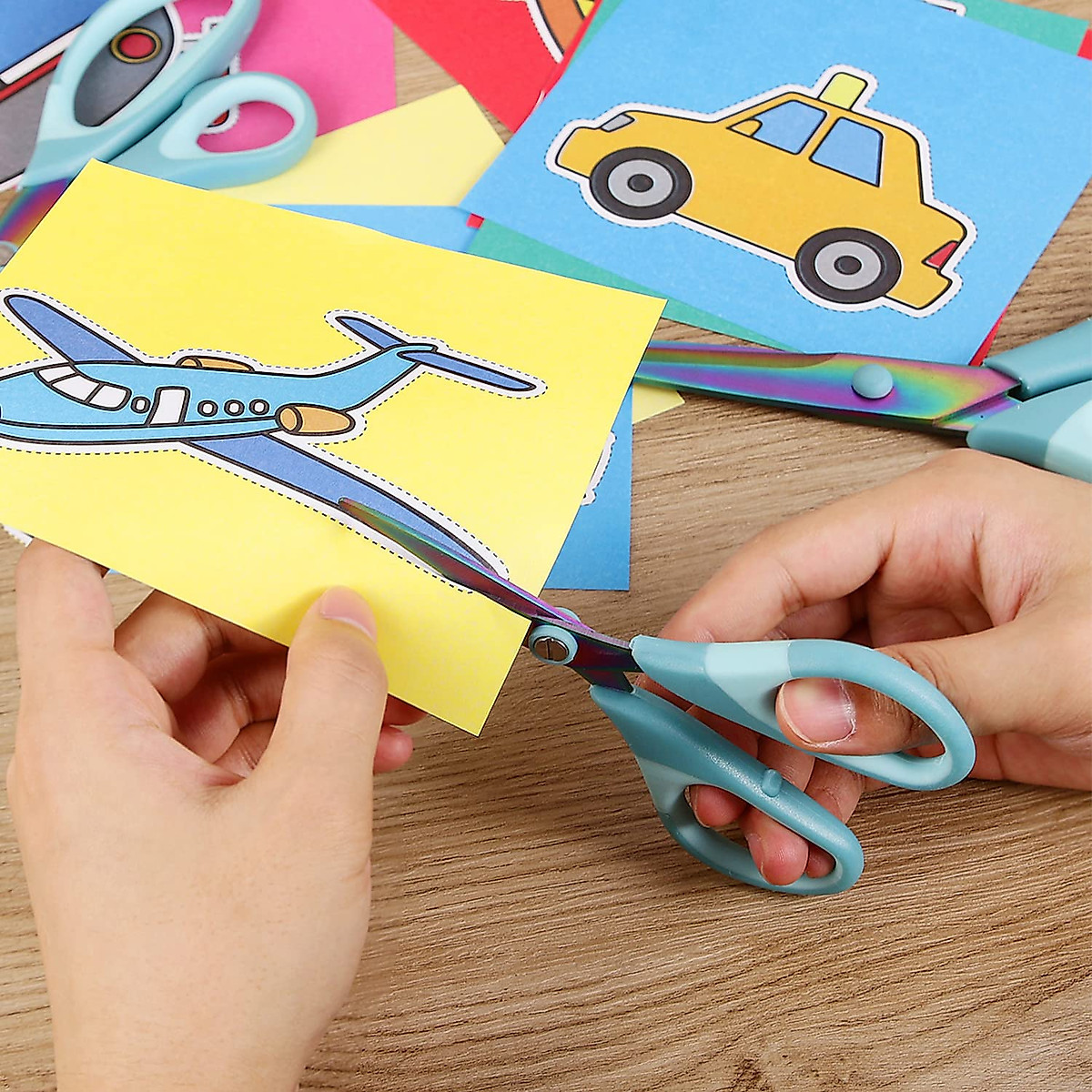 Craft Scissors, All Purpose Sharp Titanium Blades Shears, Rubber Soft Grip Handle, Multipurpose Fabric Scissors Tool Set Great for Office, Sewing, Arts, School and Home Supplies, 1 Set of 3 Pack, Blue