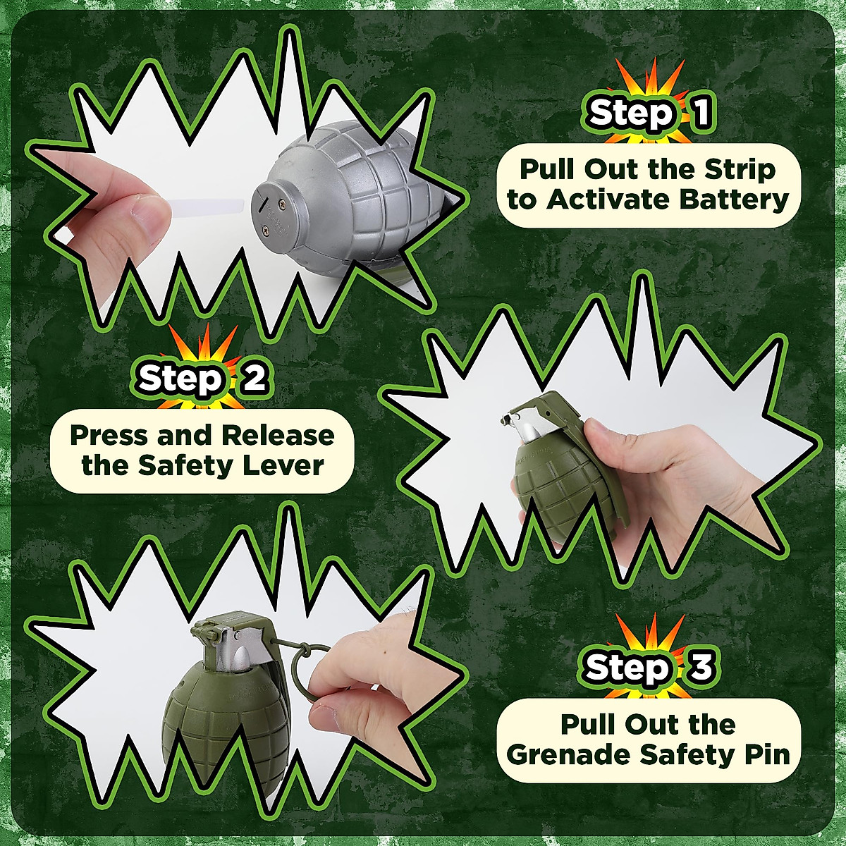 Liberty Imports 4 Pack Kids Toy Military Army Pretend Play Plastic Hand Grenades with Realistic Sound Effects