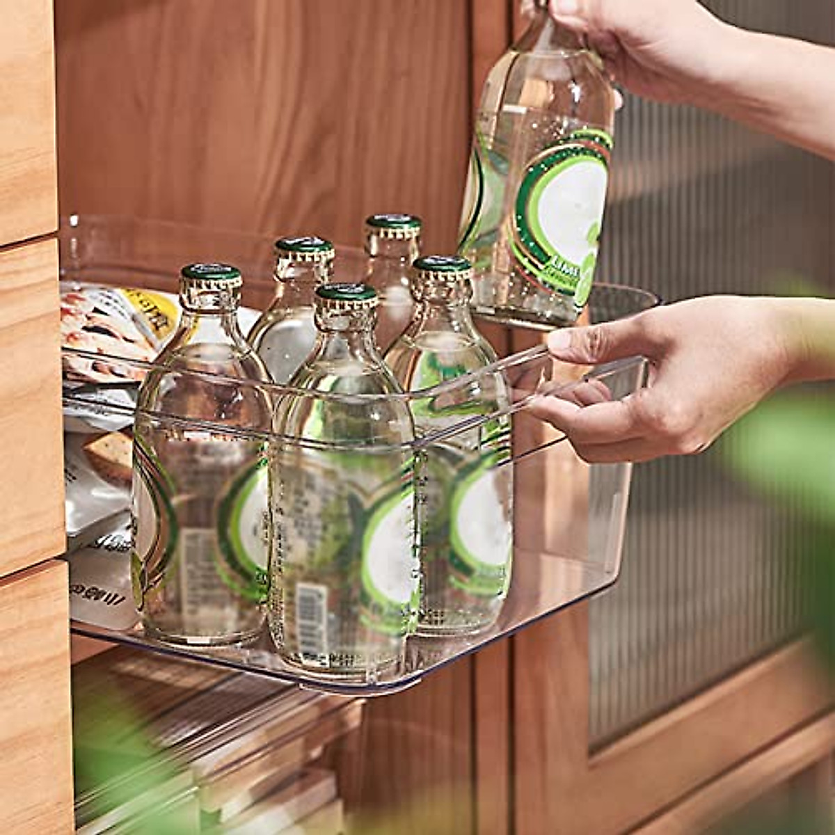 Angoily Plastic Storage Bin Tote Organizing Container with lid Fridge Storage Bin Stackable Storage Bins for Office Entryway Closet Cabinet Bedroom