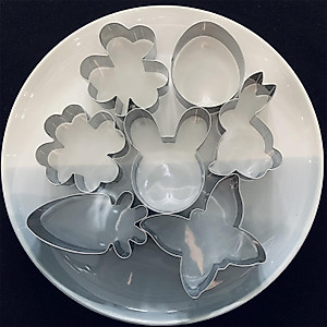 LUBTOSMN Shamrock Easter Cookie Cutter Set-3 Inches-7 Piece-Shamrock, Egg, Bunny, Carrot, Flower, Butterfly, Bunny Face, Easter Cutter Fondant Molds for Kids Holiday Celebration.