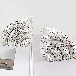 WYOERN Fan-Shaped Terrazzo Bookends Handmade Book Ends Supports for Shelves Heavy Duty Books End Office Book Stopper