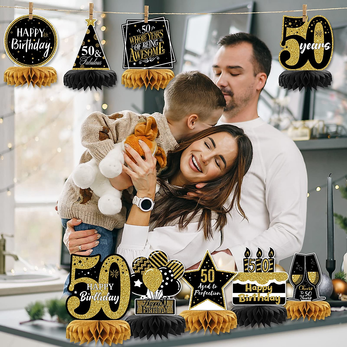 9 Pieces 50th Birthday Decorations 50th Birthday Centerpieces for Tables 50th Birthday Party Decorations for Men and Women (50th)