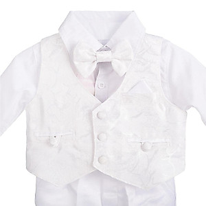 Lito Angels Baby Boys White Suit Christening Clothing Baptism Outfits with Bonnet Long Sleeve Floral Size 9-12 Months