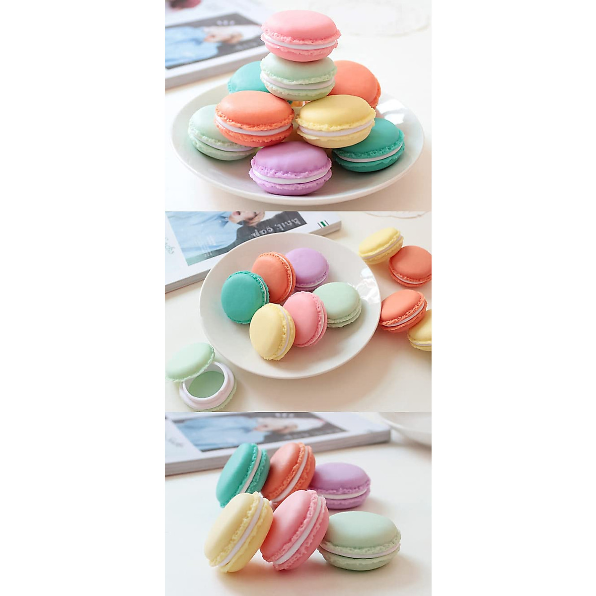 AKOAK 6 Pcs Mini Macaron Candy Box Earrings/Ring/Necklace/Headphones/SD Card Storage Box Round Pill Box