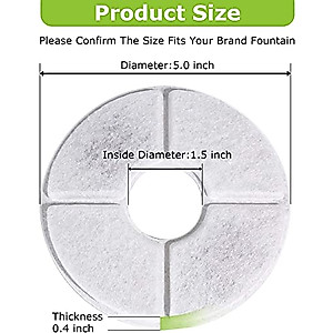 Bonve Pet 6-Pack Replacement Filters for Cat Fountain, Pet Water Fountain Filters, Activated Carbon Filters, Replacement Pet Water Dispenser Filter for Cat Dog Pets