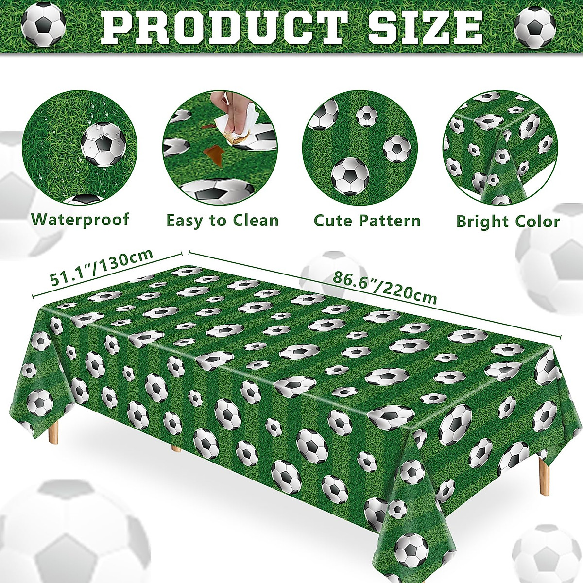 4 Pack Soccer Party Tablecloth Soccer Table Cloth Soccer Rectangular Plastic Table Cover Sports Theme Party Table Covers Soccer Birthday Decorations Soccer Theme Birthday Party Supplies 86 x 51 Inch