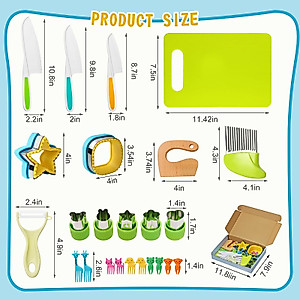 Baokcotei 24 Pieces Kids Montessori Tool Kitchen Knife Set for Cooking and Baking Toddler Wooden Knives Cutting Board Fruit Vegetable Sandwich Bento Box Gifts for Girls & Boys