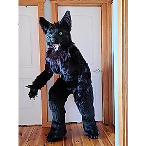 FurryWu Studio Black Wolf Fursuit Teen Costumes Caribou Full Furry Suit Fursona Kigurumi Anime