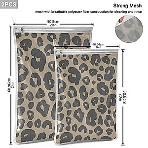 Leopard Laundry Bags Mesh Wash Bags Set of 2 Laundry Bag for Delicates Bra Washing Bags for Laundry with Zipper for Hosiery Stocking Underwear Bra Shoe College Dorm Essentials