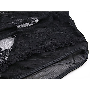 ALOECDYV Women Sexy Lingerie Nightwear - One-Piece Bodysuit Nightie Plus Size, Black (Black, XL)