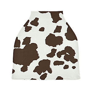 Qilmy Soft Baby Car Seat Covers Canopy for Infants Strollers Canopies for Newborns Babies Nursing Apron Cover for Breastfeeding, Cow Print