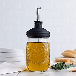 reCAP Mason Jar Pour Spout | Regular Mouth | Made in the USA | Leak-proof | Freezer-proof | Black - 2 Pack