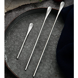 Lomoker Stainless Steel Coffee Stir Spoons, Iced Tea Spoon, Cocktail Stirring Sticks, Round Handle Stirrers, 3 Different Sizes (5'', 6.3'', 8.7''), Set of 6, Silver