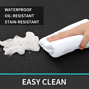 DEXI Kitchen Mat Cushioned Anti Fatigue Comfort Mat, Non Slip Kitchen Rug Set Memory Foam Kitchen Mats Set for Floor, Waterproof Kitchen Runner Rugs for Sink, 17"x47"+17"x70", Black