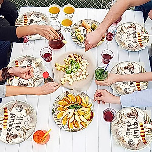 AURORAPARTY 96pcs Harry Birthday Party Supplies Potter Party Paper Plates Napkins Cups Kids Boys Birthday Decorations Birthday Disposable Party Tableware Set for 24 Guests
