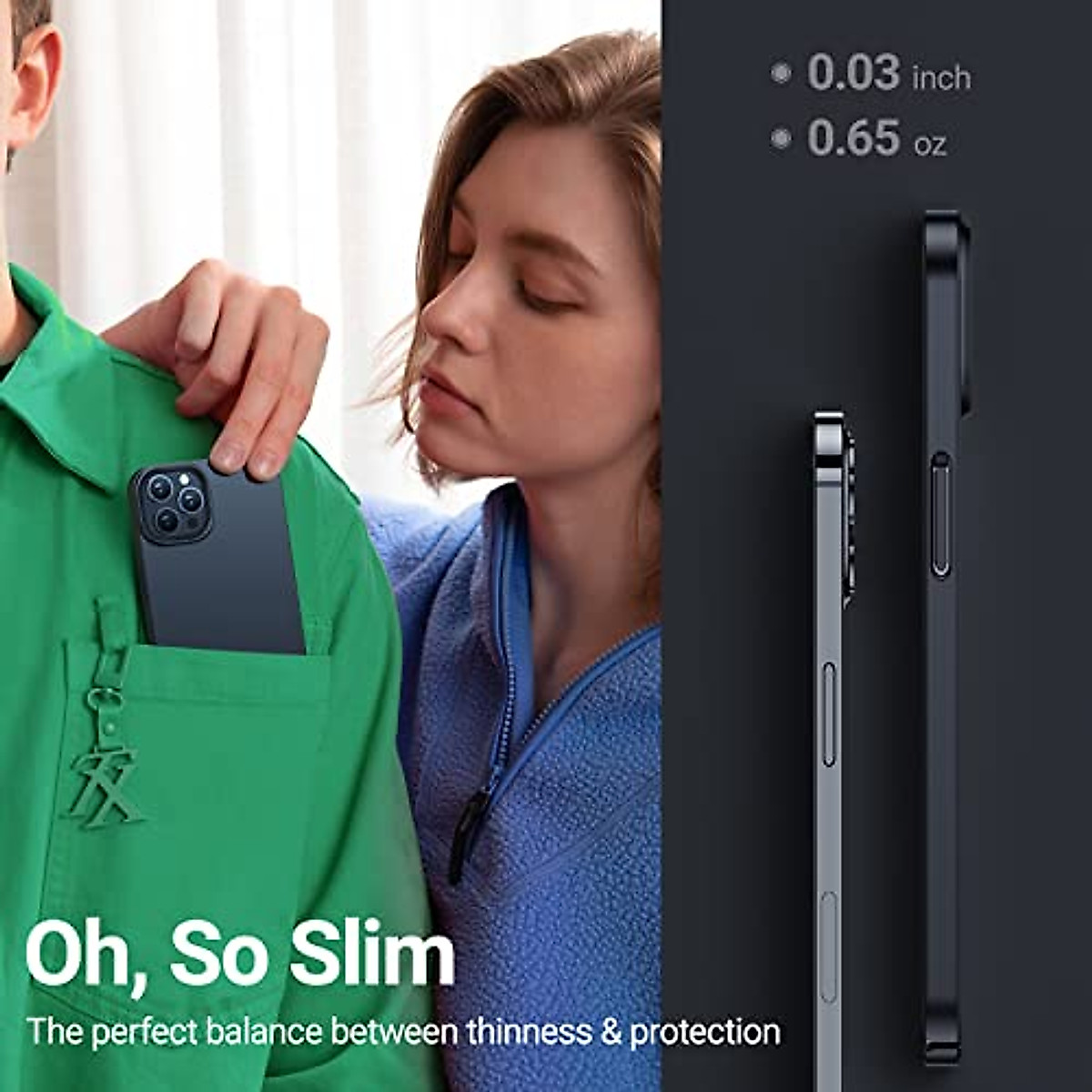 TORRAS Slim Fit for iPhone 13 Pro Case 6.1 Inch, Never Yellowing, Ultra Thin for iPhone 13 Pro Phone Case Super Lightweight Matte Hard PC Slim Thin Case Protective, Space Black