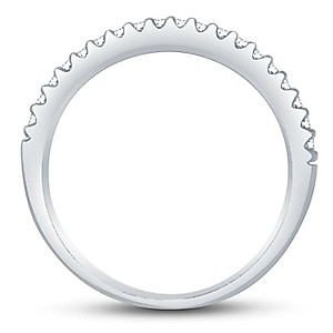 Solid 14k White Gold CZ Cubic Zirconia 3 Three Stone Bridal Engagement Ring w/Matching Wedding Band Two Ring Set - Round Brilliant Cut Solitaire with Round Side Stones (3.0cttw, 1.0ct. Center)