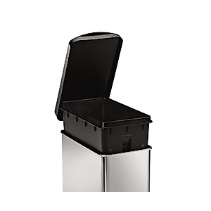 simplehuman 10 Liter / 2.6 Gallon Bathroom Slim Profile Trash Can, Brushed Stainless Steel with Plastic Lid