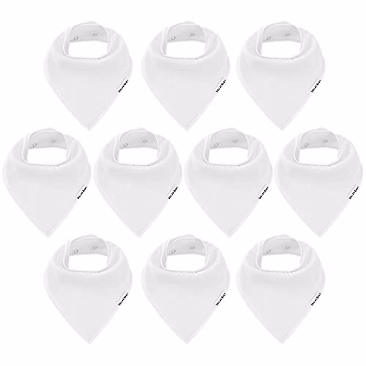 Dollar Baby Bandana Drool Bibs 10 Pack Solid White Baby Bibs for Boys, Girls, Unisex for Teething and Drooling, 0-36 MONTHS