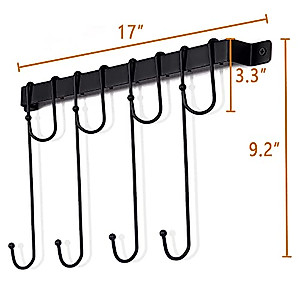 EGMEHOAD Coffee Mug Holder Wall Mount Black, Coffee Cup Holder Wall Mounted 8 Cups, Coffee Mug Rack Wall Mounted