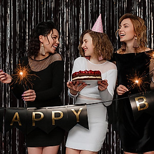 3 Pack Black Halloween decorations,Halloween Party Decorations,3.28 x 9.84 ft Halloween backdrop Curtain Fringe Tinsel Birthday Decor Party Streamers Party Supplies for Wedding Black Party Decorations