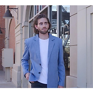 Men's Blazer Sport Coats Casual 2 Button Notched Lapel Lightweight Suit Jackets for Daily Wedding Prom Carolina Blue