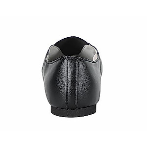 Linodes Unisex PU Leather Upper Slip-on Jazz Shoe with Up Elastic for Women and Men's Dance Shoes-Black-7.5M