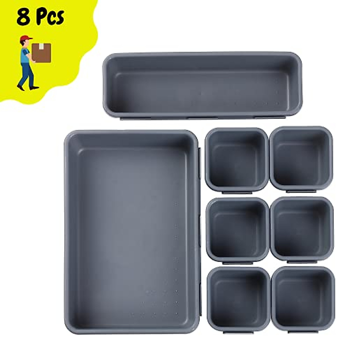 Mr. Pen- Interlocking Desk Drawer Organizer, 8 pcs, Drawer Organizer, Kitchen Drawer Organizer, Desk Drawer Organizer, Drawer Organizers, Office Drawer Organizer, Desk Drawer Organizers and Storage