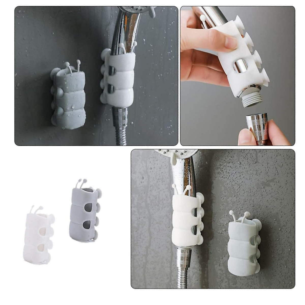 2 Pack Punch-Free Shower Holder Silicone Suction Wall Mounted Bracket Shower Head Bracket Shower Accessories