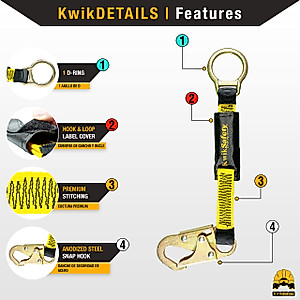KwikSafety - Charlotte, NC - DOLPHIN DORSAL [1 PACK] 18" D-Ring Extender [Easy Hookup] ANSI Tested OSHA Compliant Harness Extension Lanyard Safety D Ring PPE Construction Roofing Fall Arrest Gear