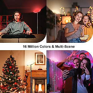 LEPOWER LED Bright Floor Lamp, Smart Floor Lamp, Torchiere Standing Lamp for Living Room, Bedroom, Office, Touch Dimmable Compatible with Alexa, Google Home