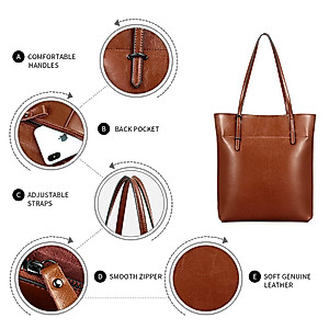 Kattee Vintage Genuine Leather Tote Shoulder Bag With Adjustable Handles Soft Leather Hobo handbags for Women