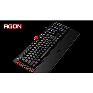 Agon Tournament-Grade RGB Gaming USB 2.0 Type-A Mechanical Keyboard, Cherry MX Blue Switches, NKRO, Dedicated Macro & Multimedia Buttons, Light FX Sync, G-Tools Software (AGK700)