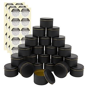 Bright Creations 24 Pack Candle Tins 8 oz with Lids and Labels for Candle Making (Black)