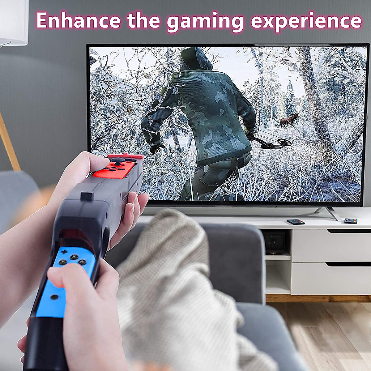 ENFILY Shooting Game Gun Hand Grip Accessories for Nintendo Switch Hunting Game, Doom Eternal, Splatoon 2, Apex, Fortnite, Sniper Elite 3 Ultimate Edition, Resident Evil, Overwatch, Warframe
