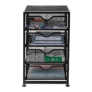 Mind Reader File Storage Drawers, Desktop Organizer, File Storage, Office, Metal Mesh, 10.25"L x 12.375"W x 16"H, Black