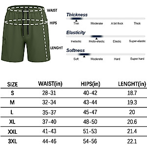 Men's Hiking Cargo Work Shorts Quick Dry Lightweight Fishing Athletic Running Workout Gym Shorts with 4 Pockets Army Green M