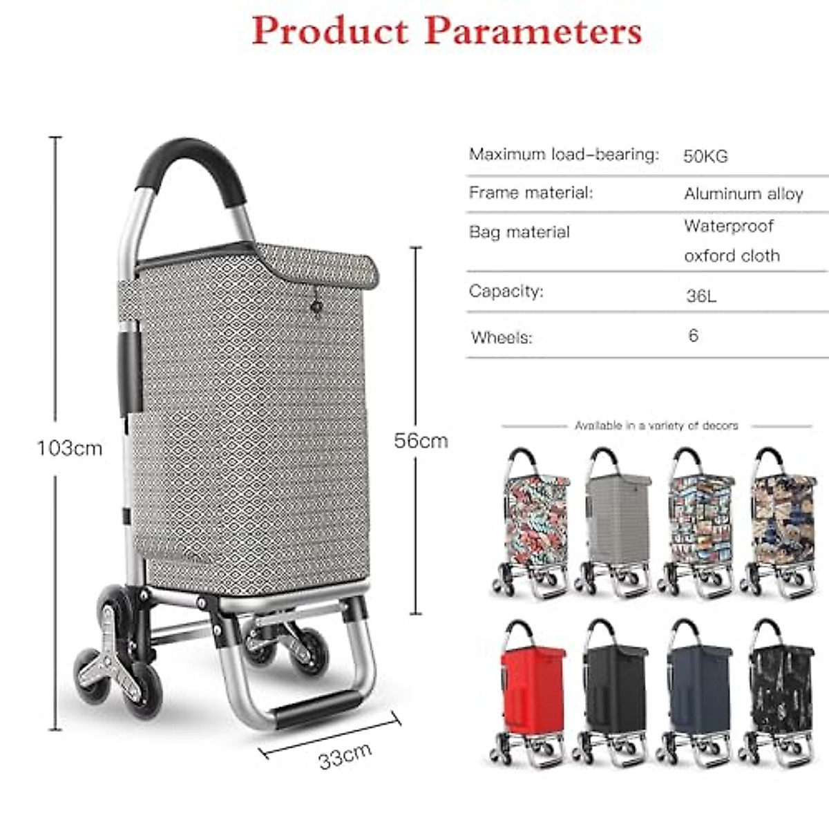 PIPRE Shopping carts Folding Grocery Cart 3 Wheels Heavy Duty Shopping Hand Truck Made for Condos Apartments,40 inch Handle Height, 22" x 12" x 40", Checkerboard Motif