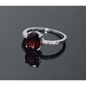 Women's Beautiful Natural Genuine Garnet Gemstone Designer Ring 925 Sterling Silver Faceted Garnet, January Birthstone, Boho Hippie Ring For Wedding/Marriage/Fastival/Annyversary (Size:-13)