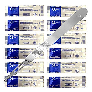25 Pcs Scalpel Blades BP Scalpel Handle #11 Suitable for Surgical Sign Craft Card Making Cutter Podiatry Dental Medical Vet Students