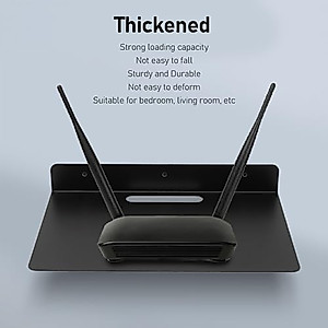 Metal Wall Shelf,Black Floating Shelf,Floating AV Shelves, Thickened Rust Proof Projector Wall Mount DVD Shelf for Projector Set Top Box Router Camera