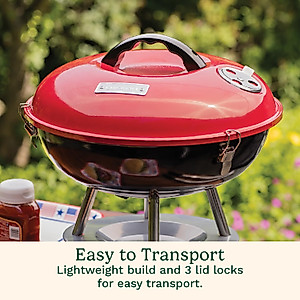 Cuisinart CCG190RB Inch BBQ, 14" x 14" x 15", Portable Charcoal Grill, 14" (Red)