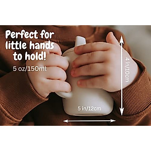 KIDSco. Silicone Sippy Cup and Training Cup for Baby 6 months+ Soft Spout and Handles Unbreakable Easy Grip for Babies 6-12 months and Toddlers 1-3 years 5oz/150ml (Sandy Shore and Green)