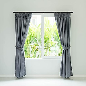 2 Pack Modern Curtain Rod, End Cap Style Design, Curtain Rods for Windows 28 to 48 Inch, Indoor and Outdoor, 28-48 Inch, Black